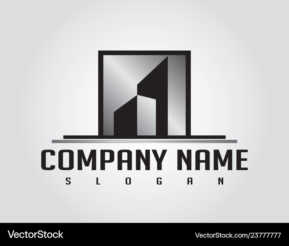 Silver real estate logo Royalty Free Vector Image
