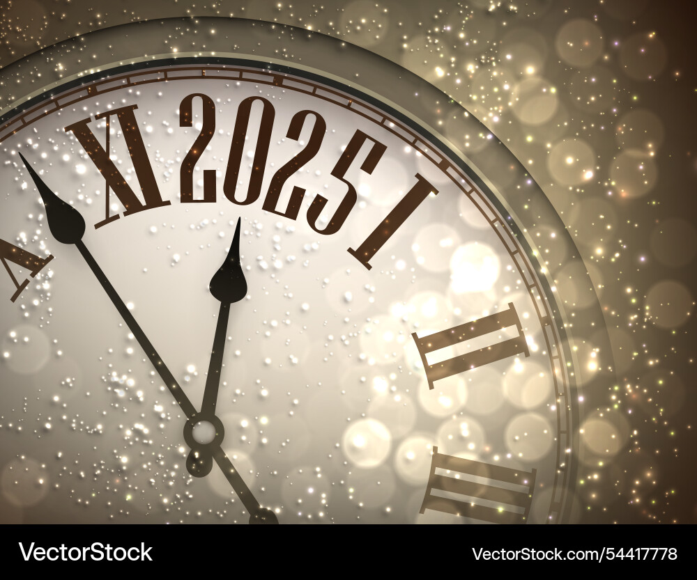 Golden new year countdown clock for 2025 Vector Image