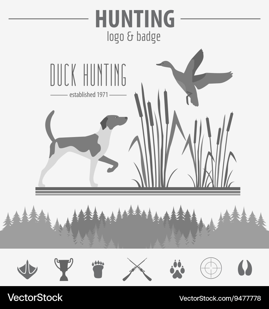 Hunting logo and badge template dog Royalty Free Vector