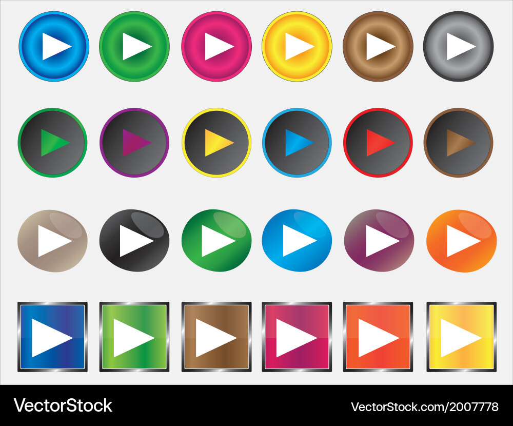 Play buttons Royalty Free Vector Image - VectorStock