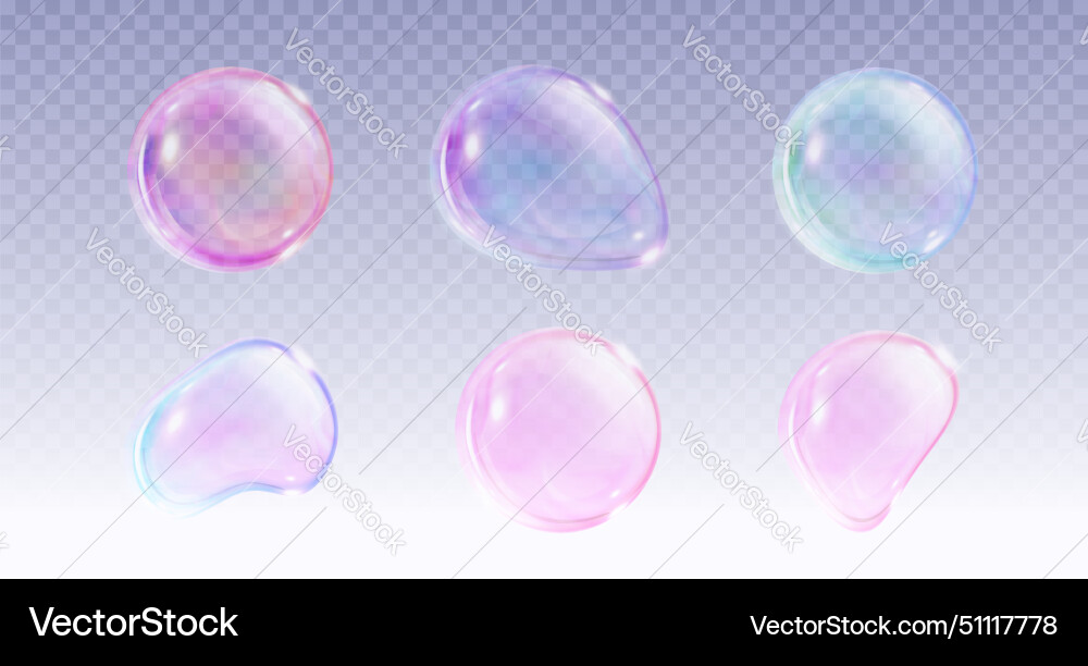 Transparent soap ball with iridescent color Vector Image