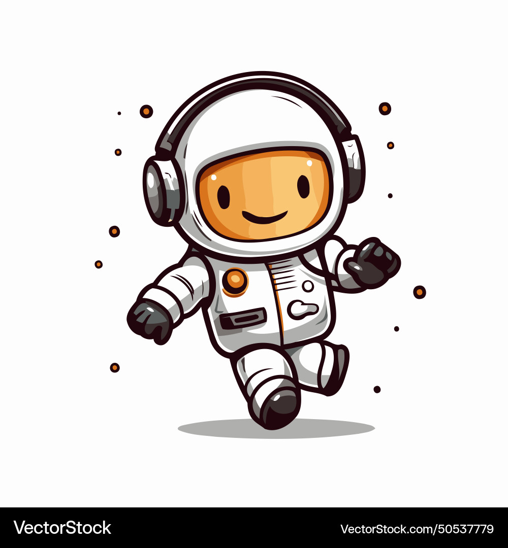 Astronaut running cartoon character Royalty Free Vector