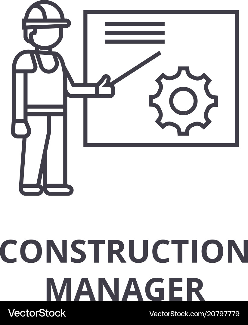 Construction manager line icon sign Royalty Free Vector