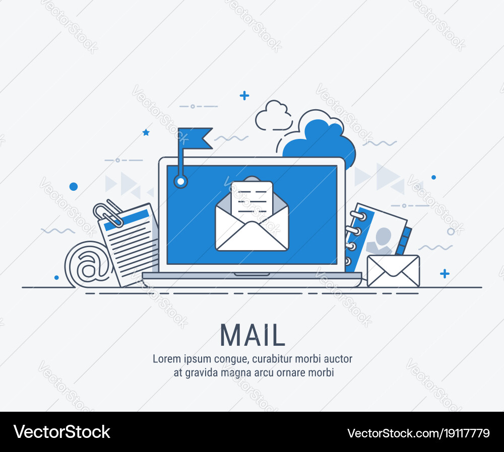 Mail line art Royalty Free Vector Image - VectorStock
