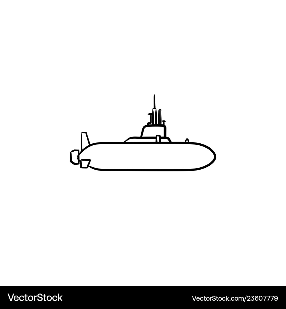 Military submarine hand drawn outline doodle icon Vector Image
