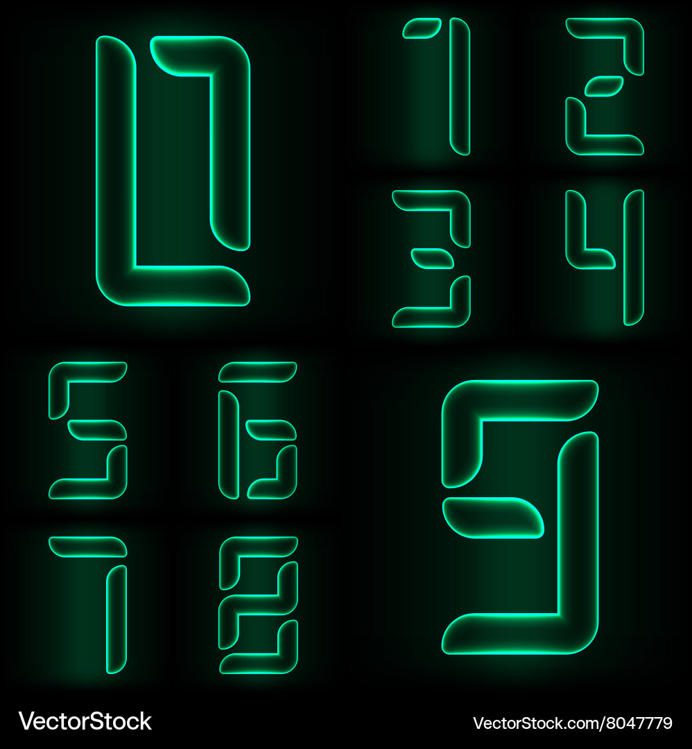 Neon numbers Royalty Free Vector Image - VectorStock