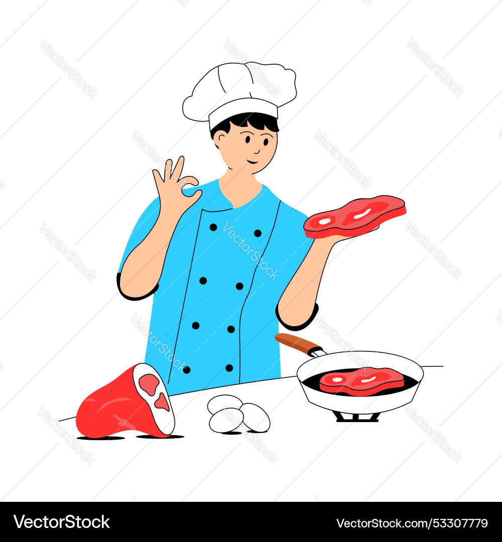 Steak cooking Royalty Free Vector Image - VectorStock