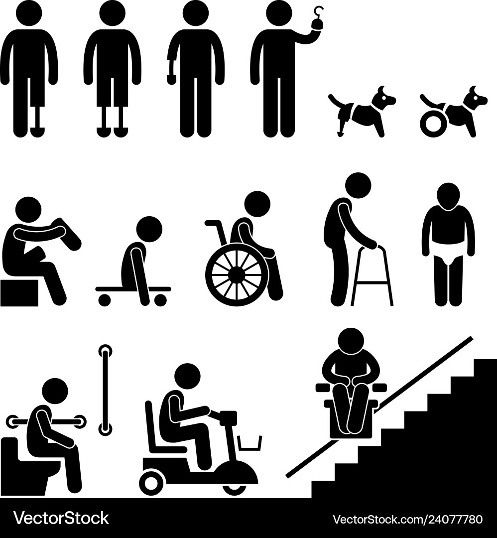 Amputee handicap disable man tool equipment stick Vector Image