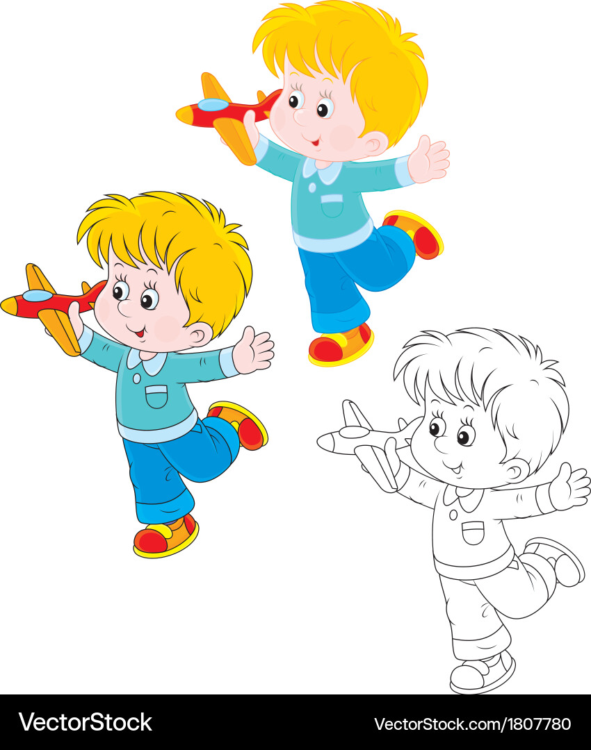 Boy with a plane Royalty Free Vector Image - VectorStock
