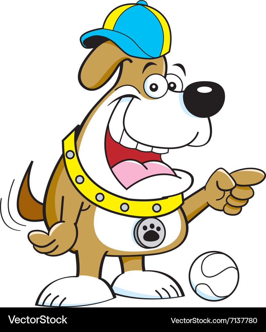 Cartoon dog wearing a baseball cap Royalty Free Vector Image