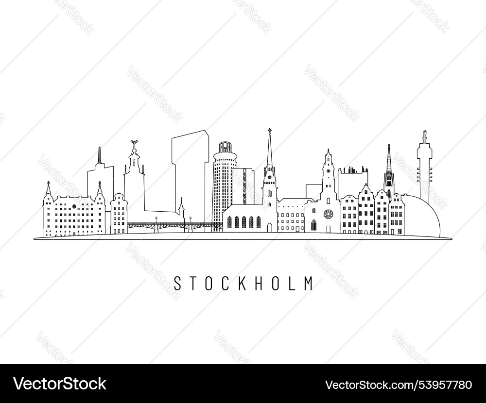 Detailed stockholm skyline Royalty Free Vector Image