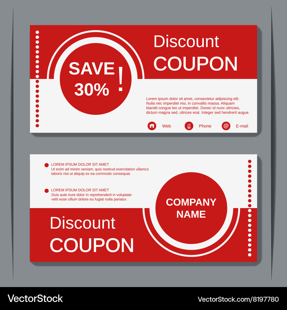 Discount coupon design template Royalty Free Vector Image