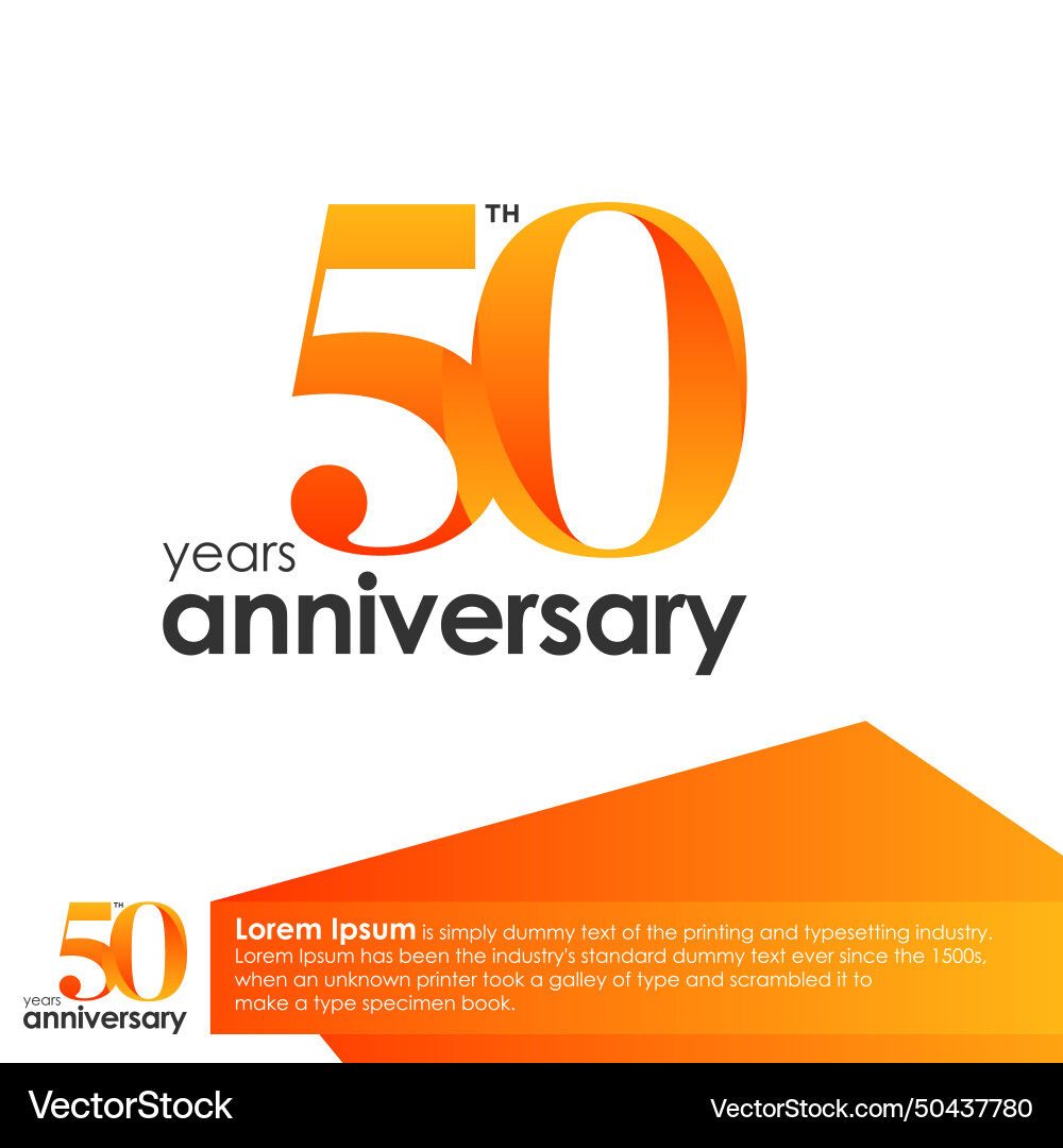 Fifty Years Celebration Logotype - Orange Vector Image