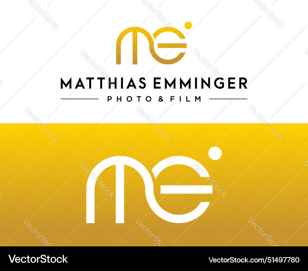 ME Monogram Camera Logo Royalty Free Vector Image