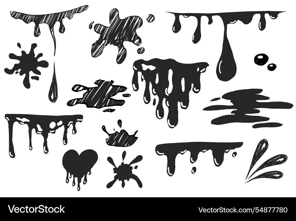 Paint drip splatter liquid stain fluid ink Vector Image