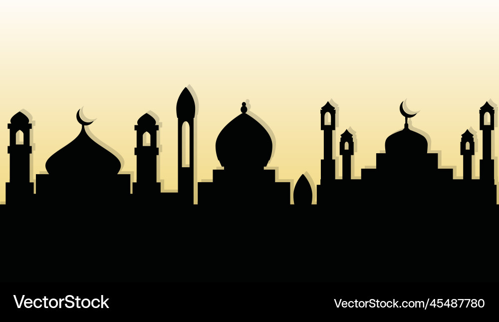 Silhouette of arabic architecture featuring Vector Image