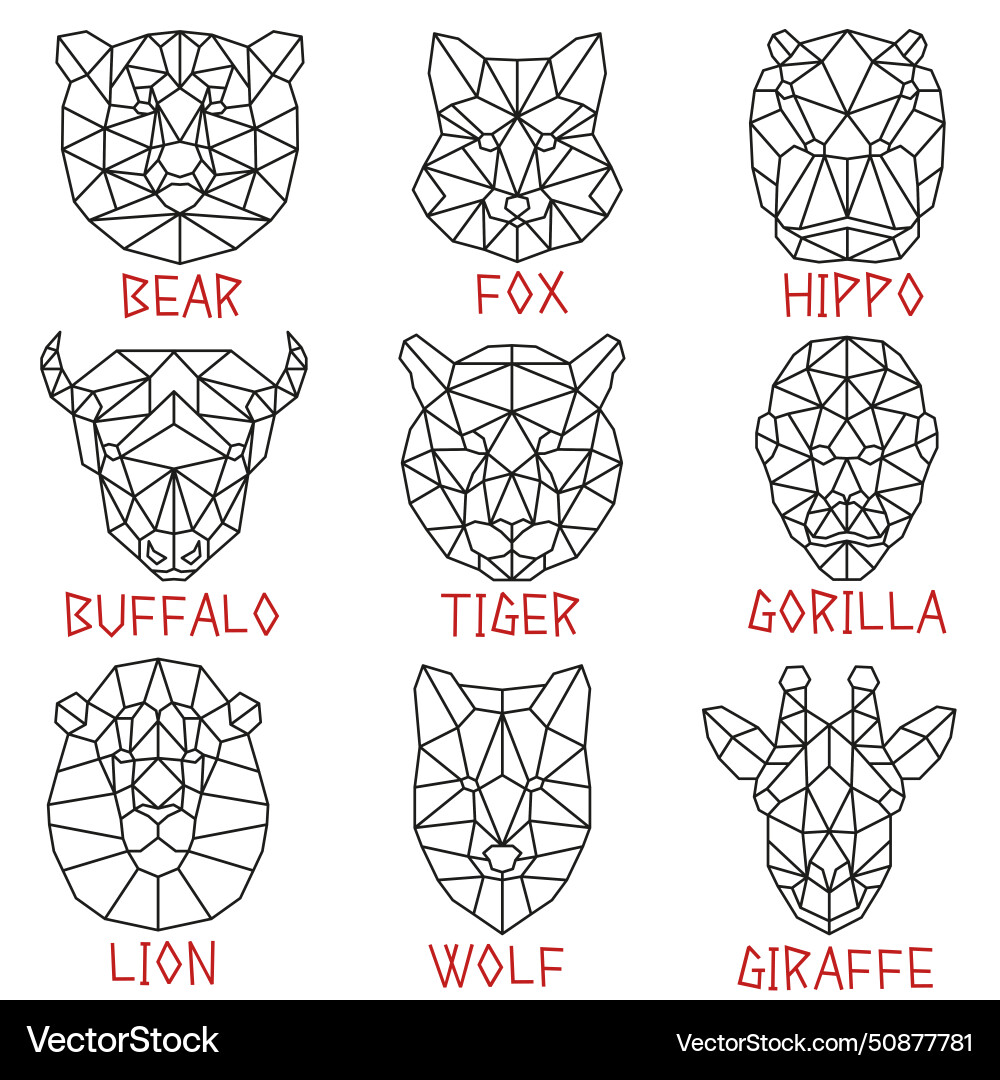Animals are drawn with a polygon faces Royalty Free Vector