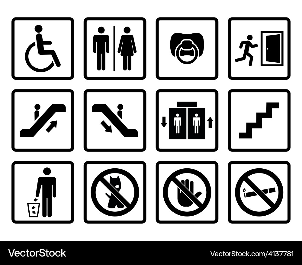 Black public icons Royalty Free Vector Image - VectorStock