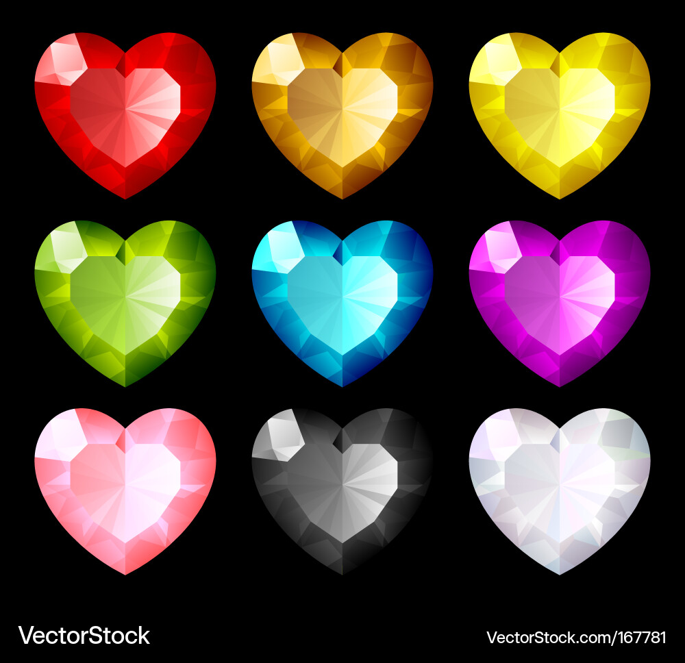 Colorful Jewel Hearts Set Royalty Free Vector Image