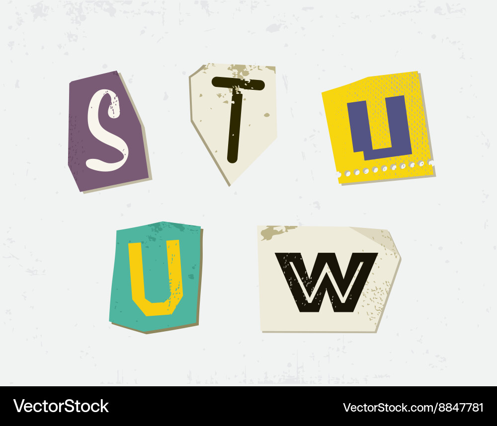 Colorful newspaper cut letters set Royalty Free Vector Image