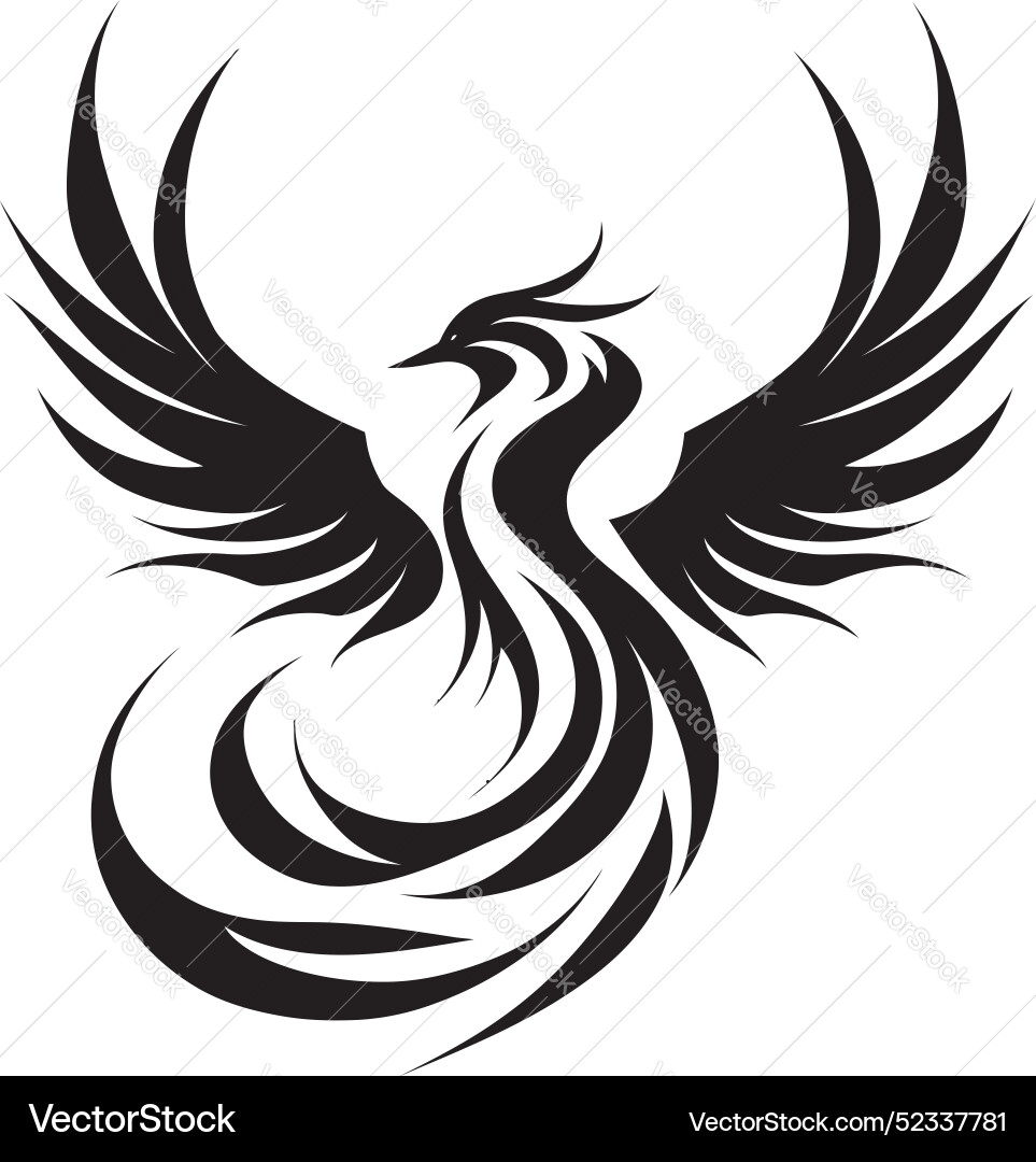 Eternal phoenix wings emblem inferno firebird Vector Image