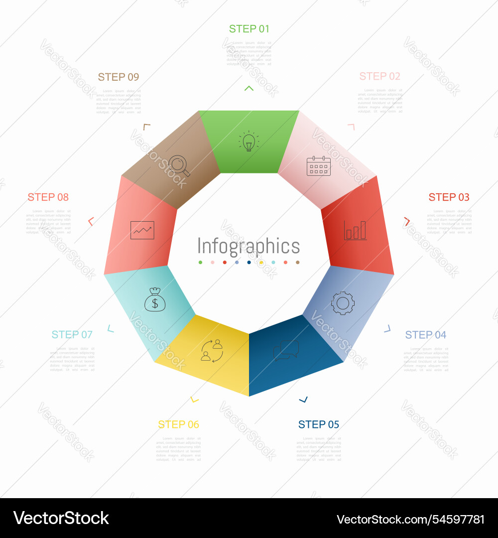 Infographic 9 options design elements Royalty Free Vector