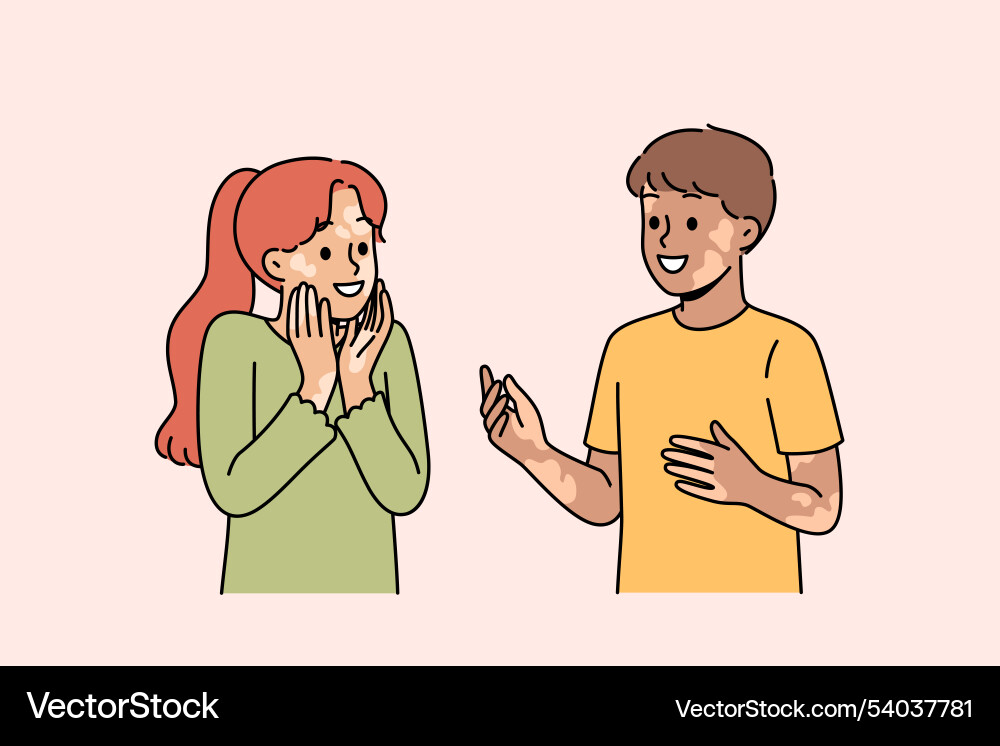 Kids with vitiligo talk smile and do Royalty Free Vector
