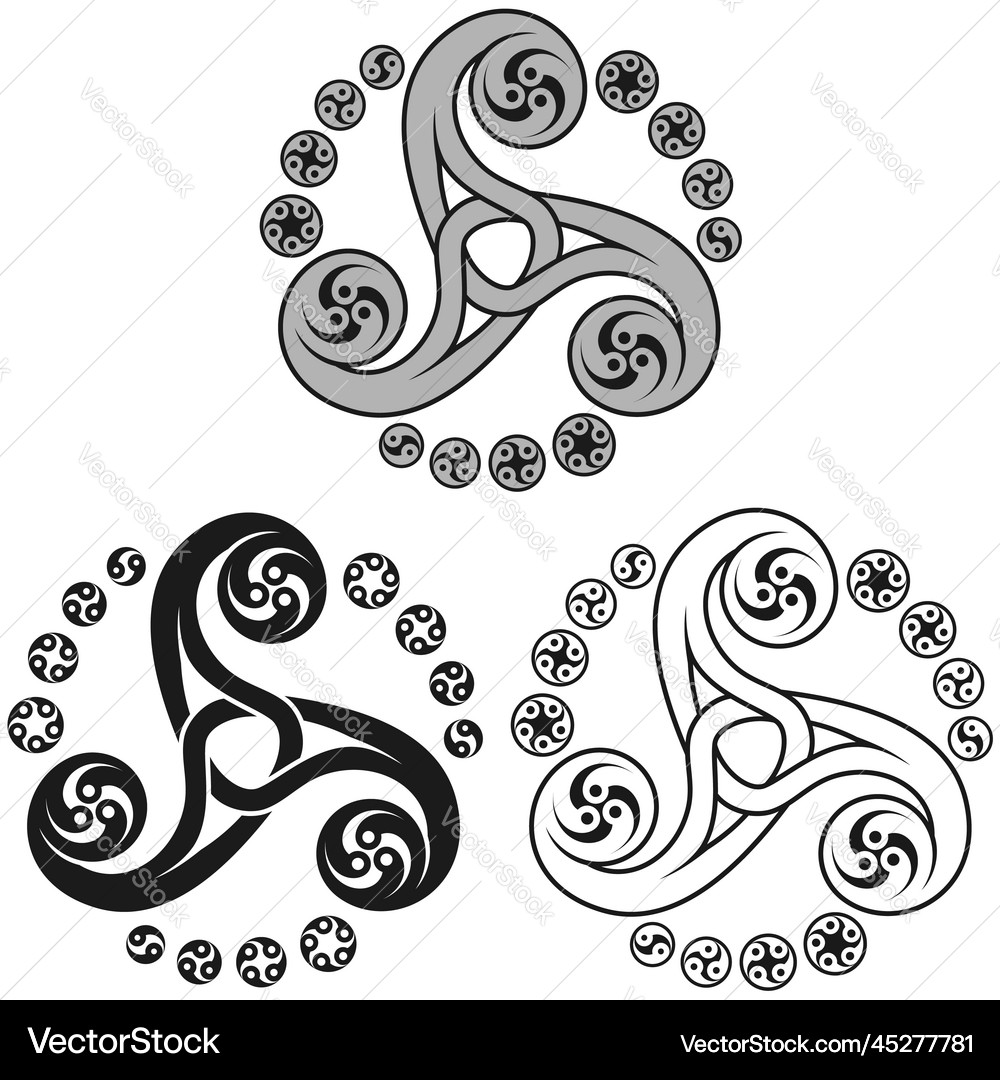 Knotted triskelion symbol design Royalty Free Vector Image