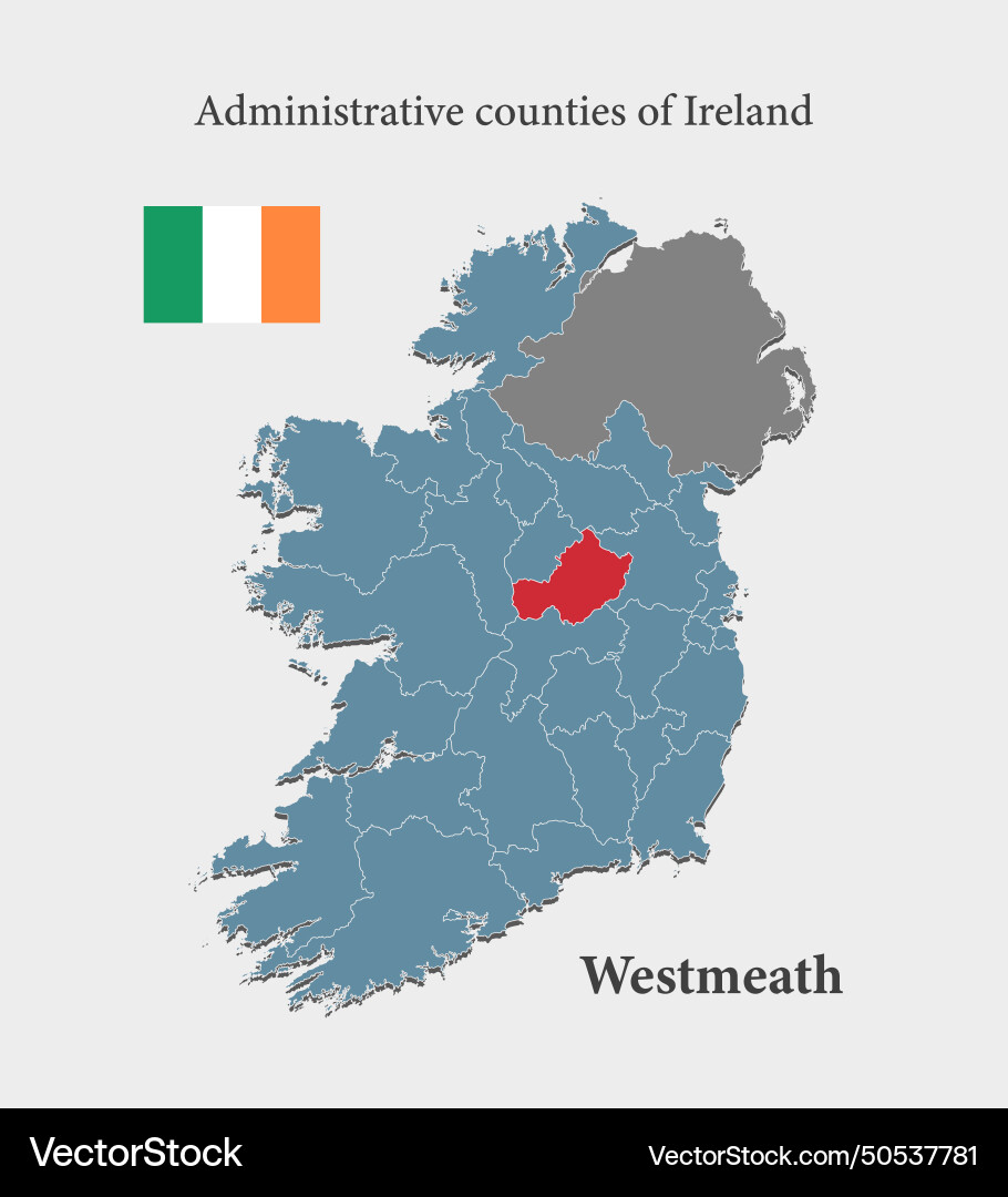 Map ireland county westmeath Royalty Free Vector Image
