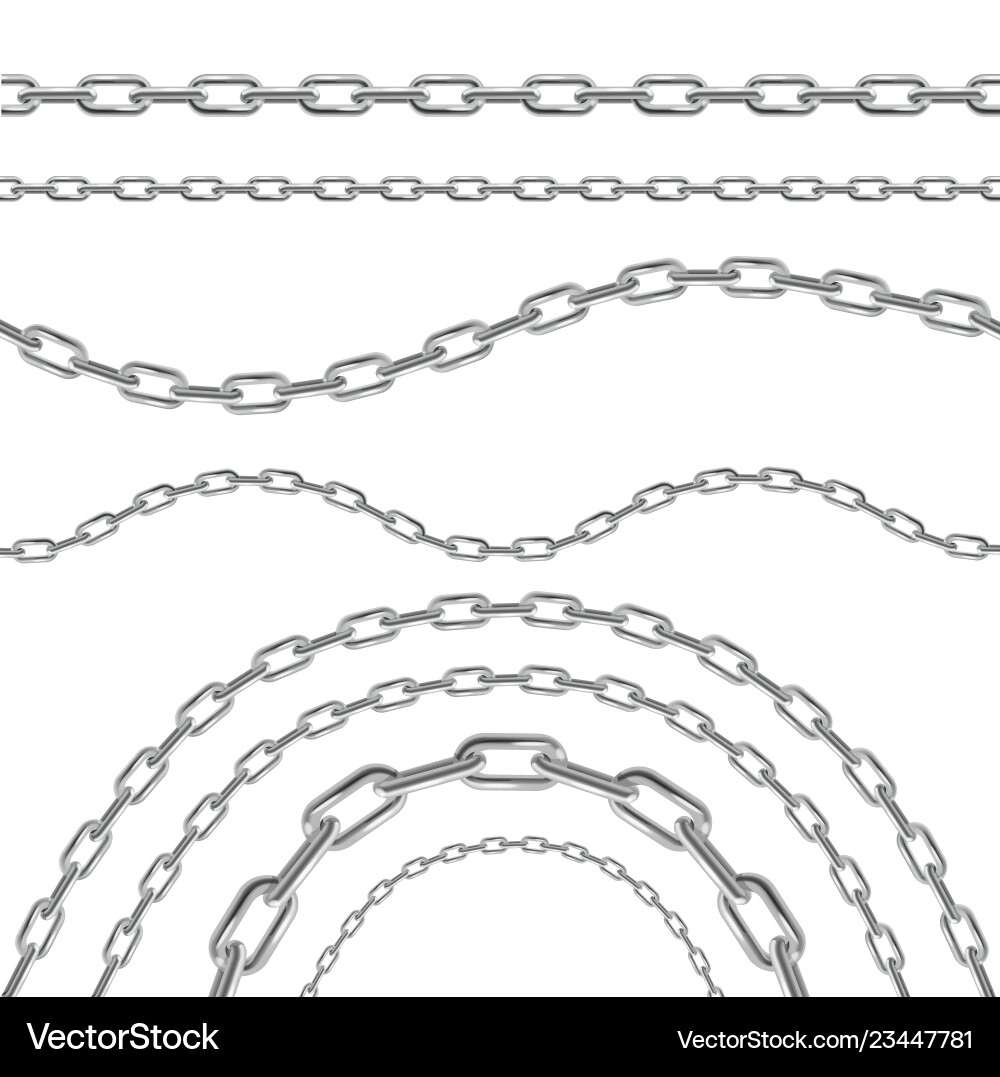 Realistic 3d detailed metal chains set Royalty Free Vector