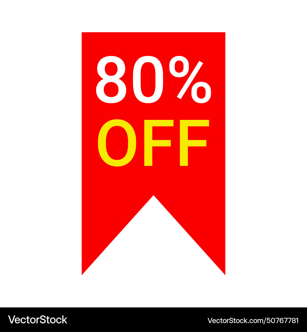 Red 80 percent discount label on white background Vector Image