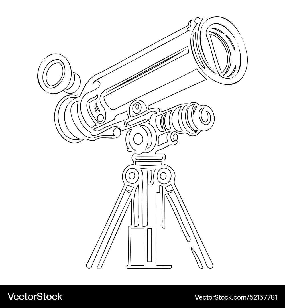 Telescope outline sketch Royalty Free Vector Image