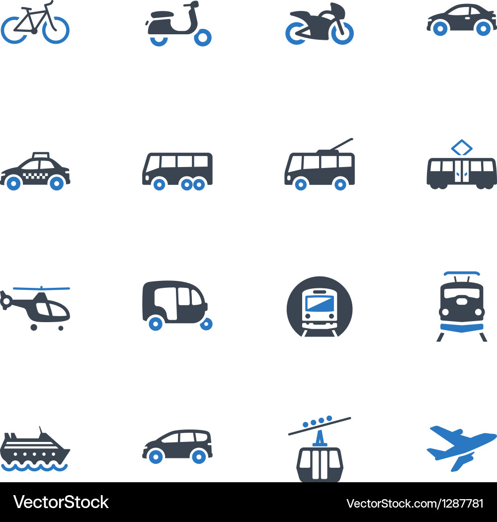 Transportation Icon Set - Blue Royalty Free Vector Image