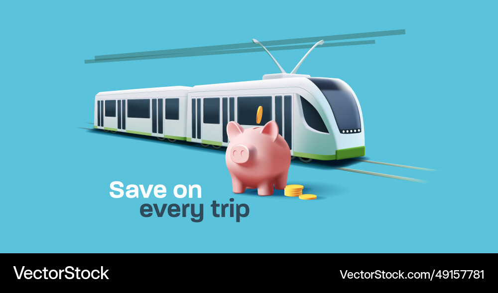 Urban tram rail public transport Royalty Free Vector Image