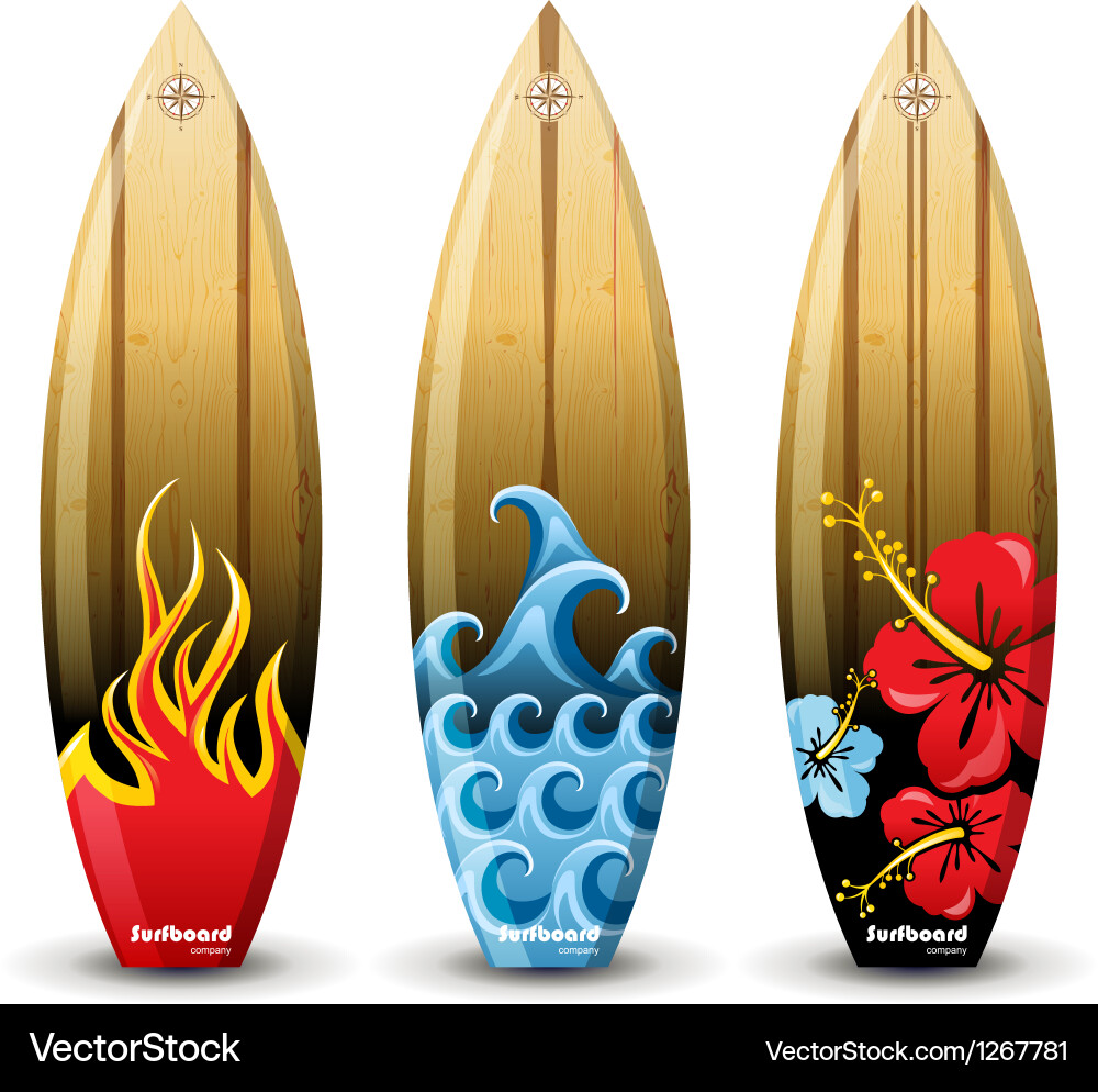 Wooden surf boards Royalty Free Vector Image - VectorStock