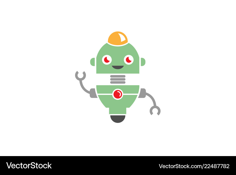 Cheerful Green Robot Logo Royalty Free Vector Image