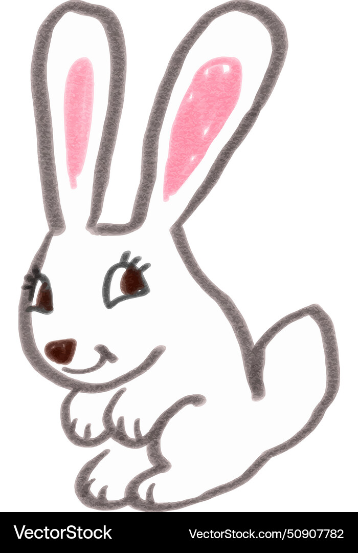 Child drawing of cute rabbit Royalty Free Vector Image