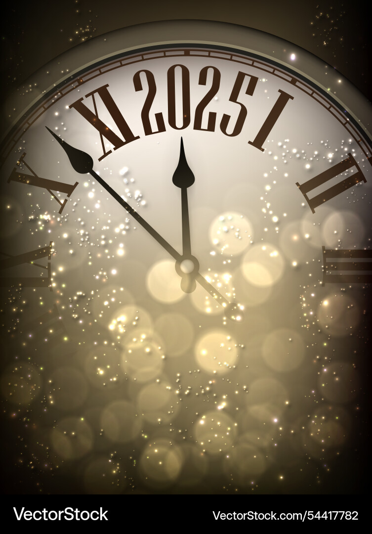 Elegant clock countdown to 2025 with golden Vector Image