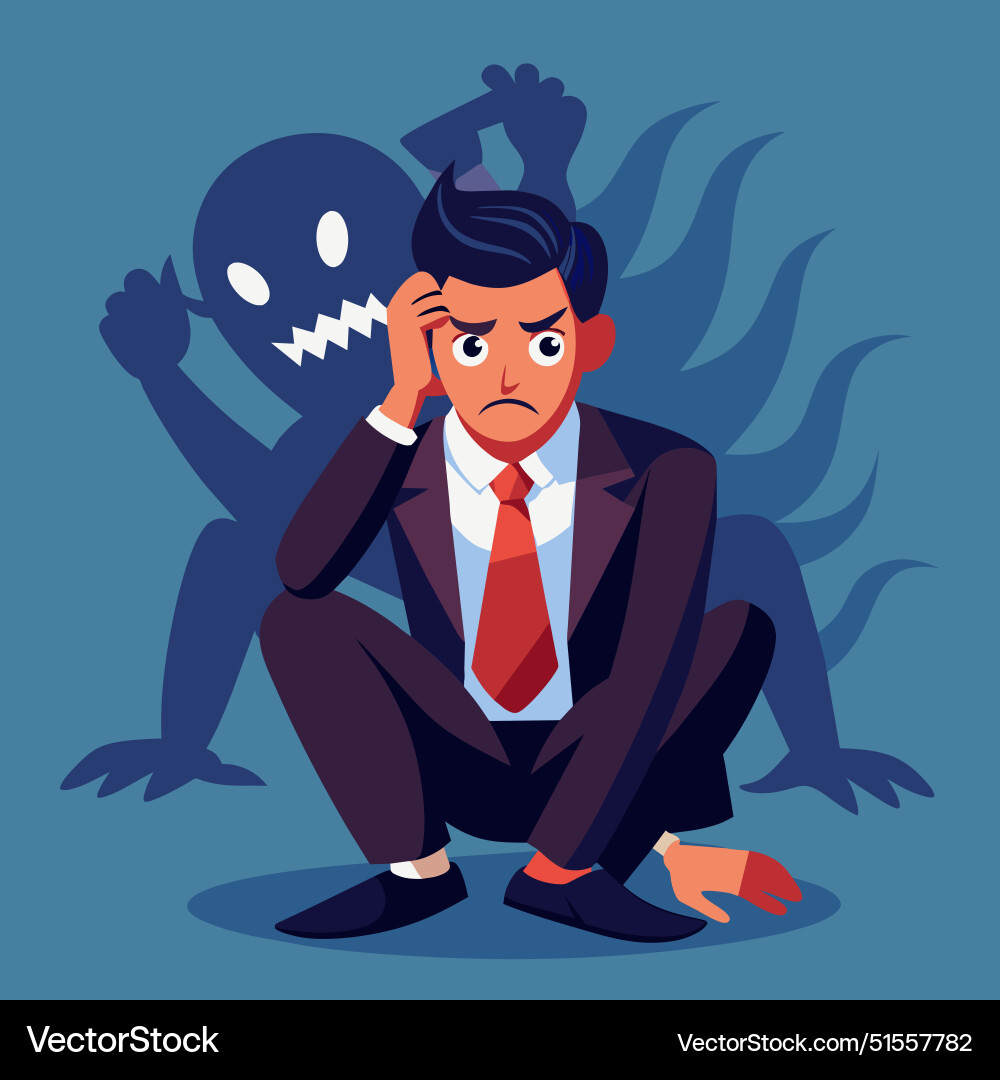 Fear or afraid of failure struggle shackle Vector Image