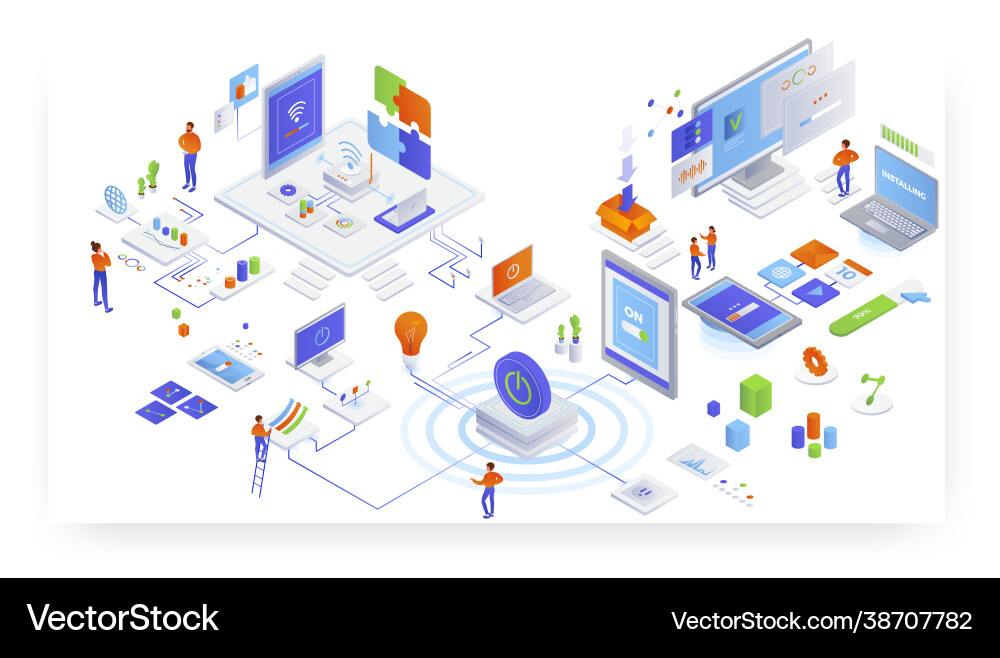 It service delivery cdn software program app Vector Image