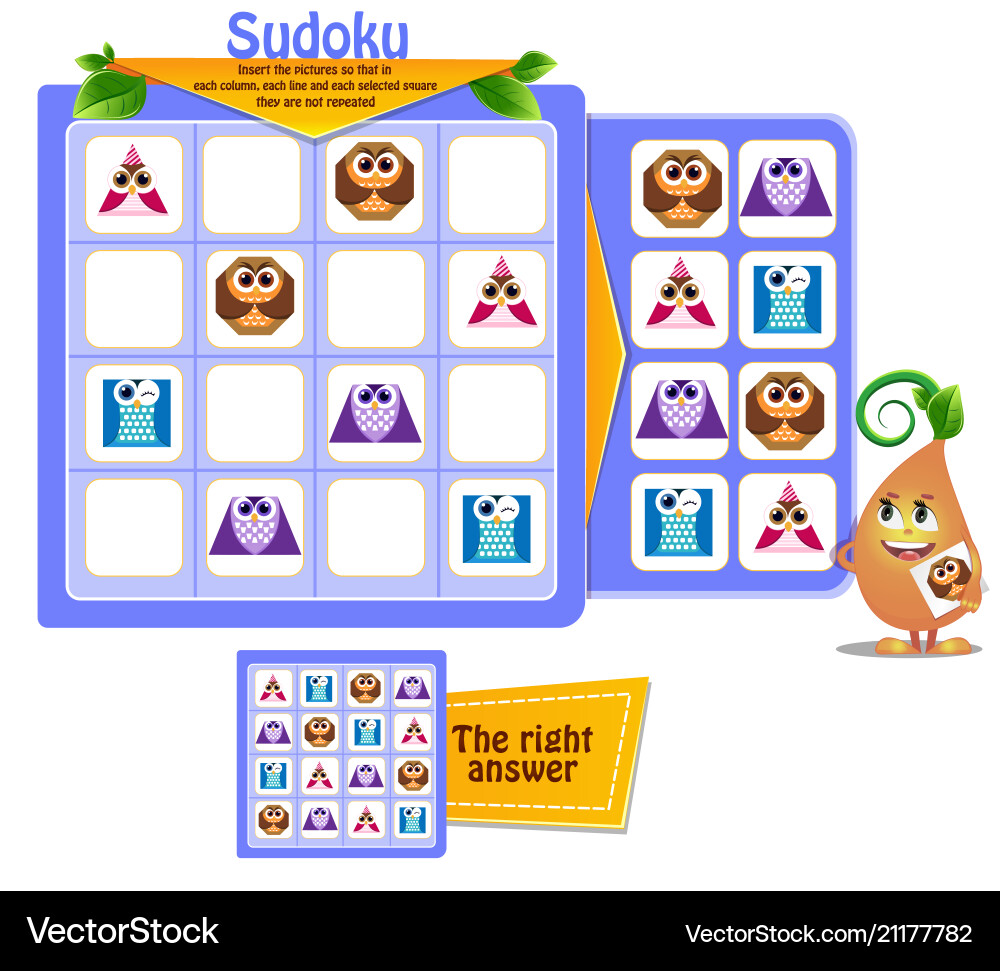 Kids Sudoku Shapes Puzzle Game Royalty Free Vector Image