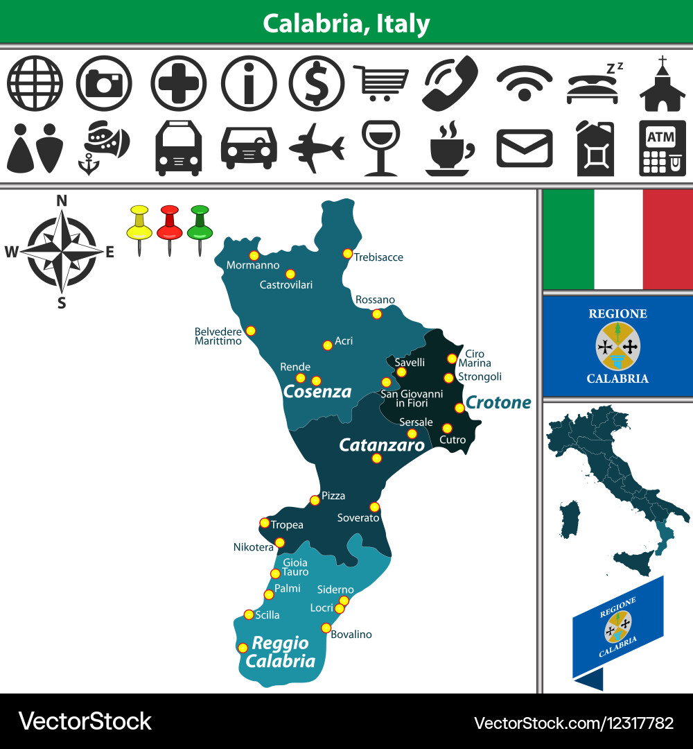 Calabria Map Reggio Calabria, Calabria, Italy, City Map With High