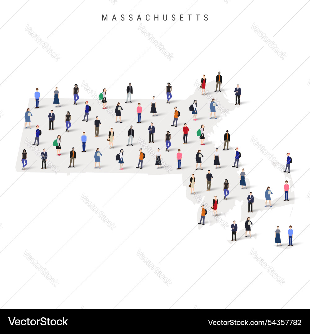 Massachusetts us state population map large group Vector Image