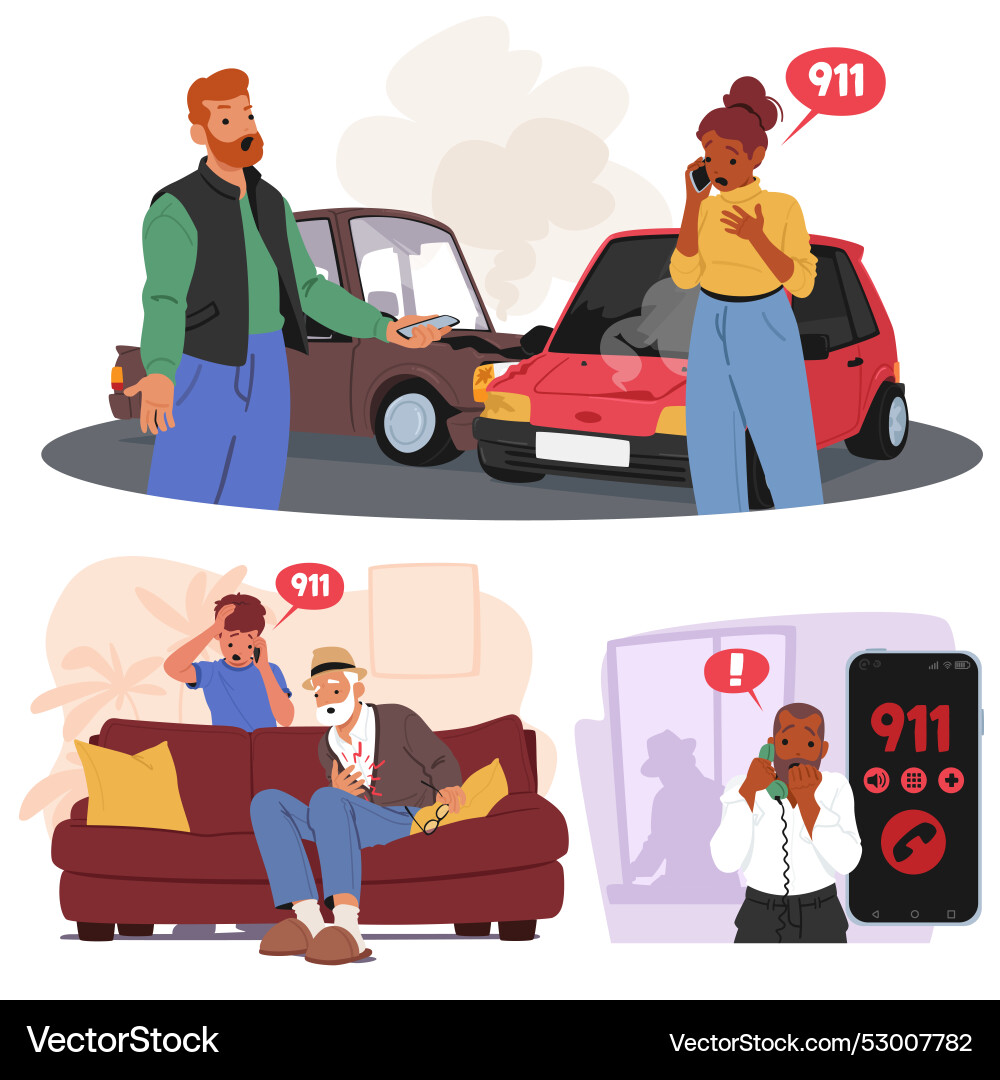 People in various emergencies and accidents Vector Image