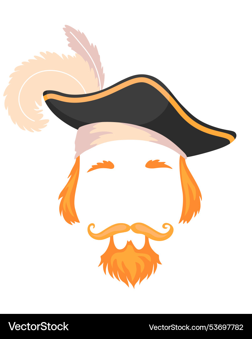 Pirate mask cartoon face decoration - hat beard Vector Image