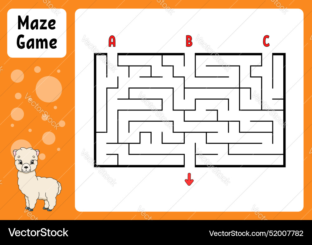 Rectangle maze game for kids three entrances one Vector Image