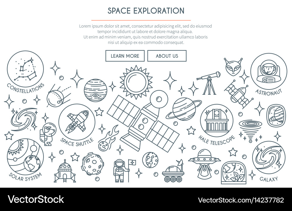 Space exploration banner 2 Royalty Free Vector Image