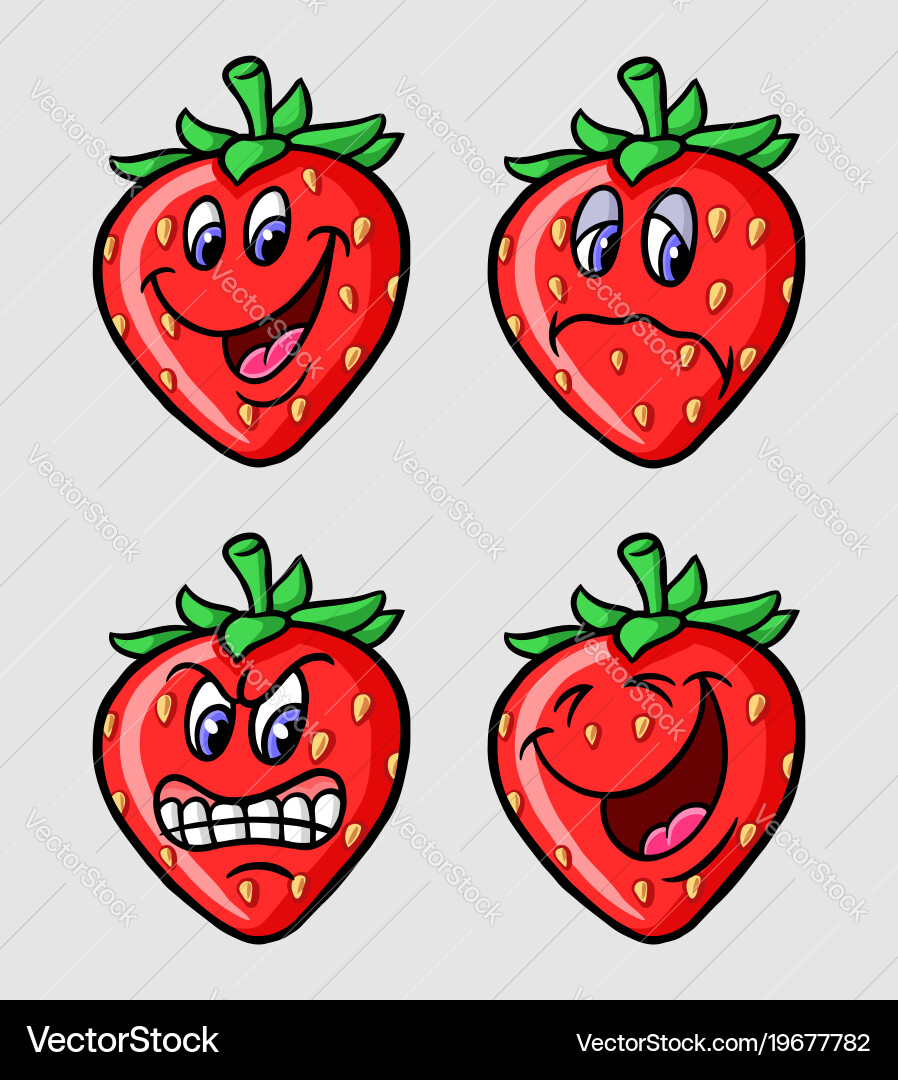 Strawberry fruit emoticon icon cartoon character Vector Image