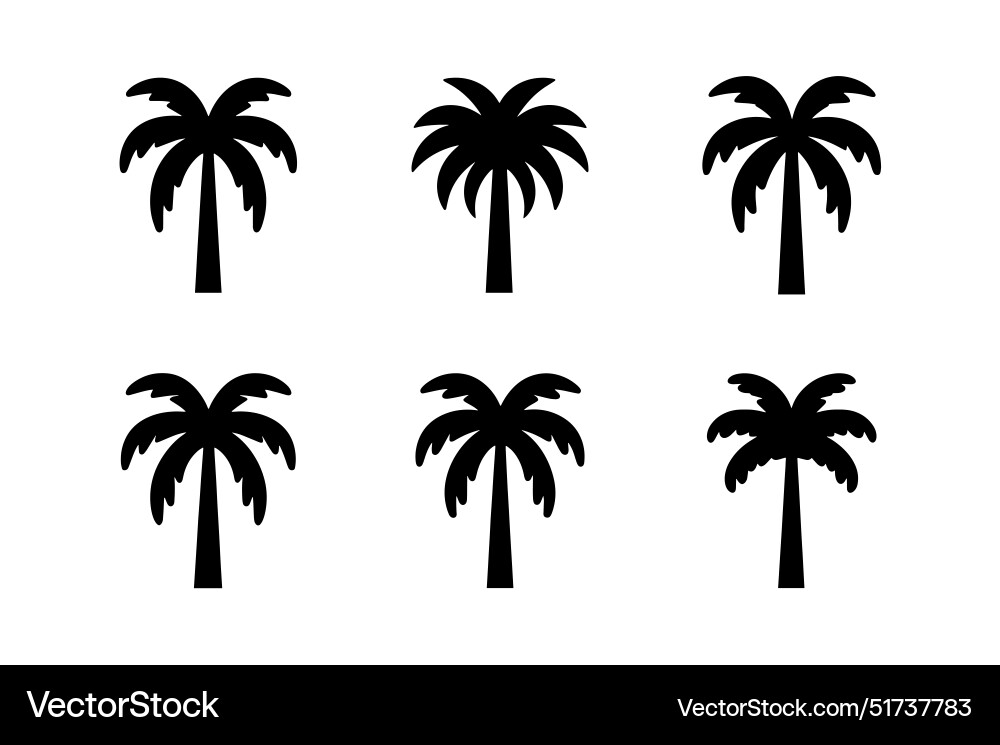 Black palm tree set Royalty Free Vector Image - VectorStock
