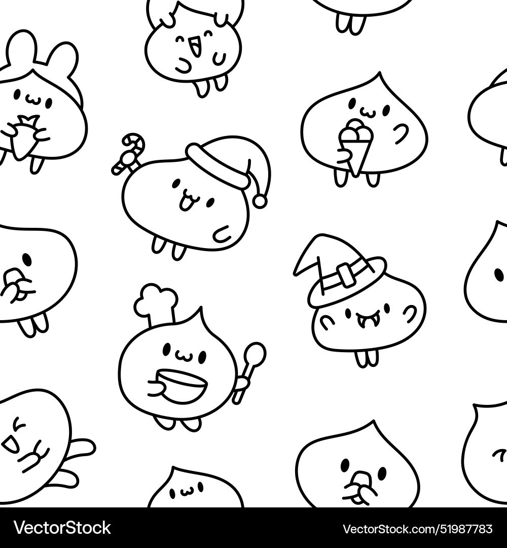 Cute dumplings characters coloring page Royalty Free Vector